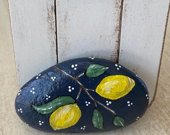 Lemon Painted Rock | Etsy