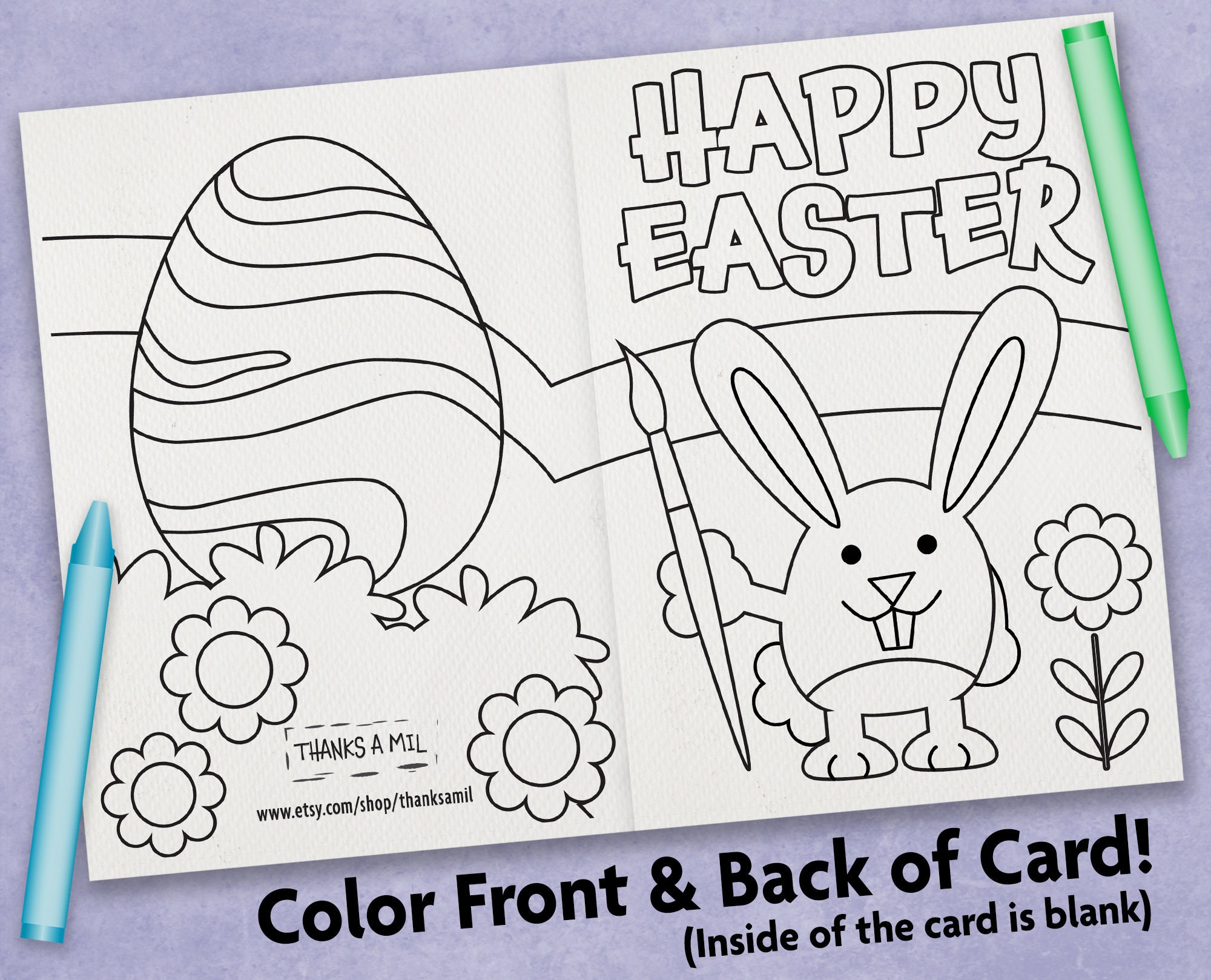 Easter Coloring Card Printable Card for Child Coloring Card With ...
