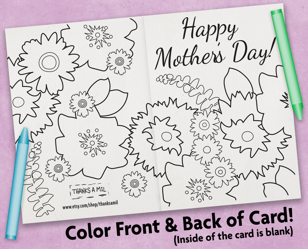 Mothers Day Card Printable Coloring Card From Child Card With Envelope ...