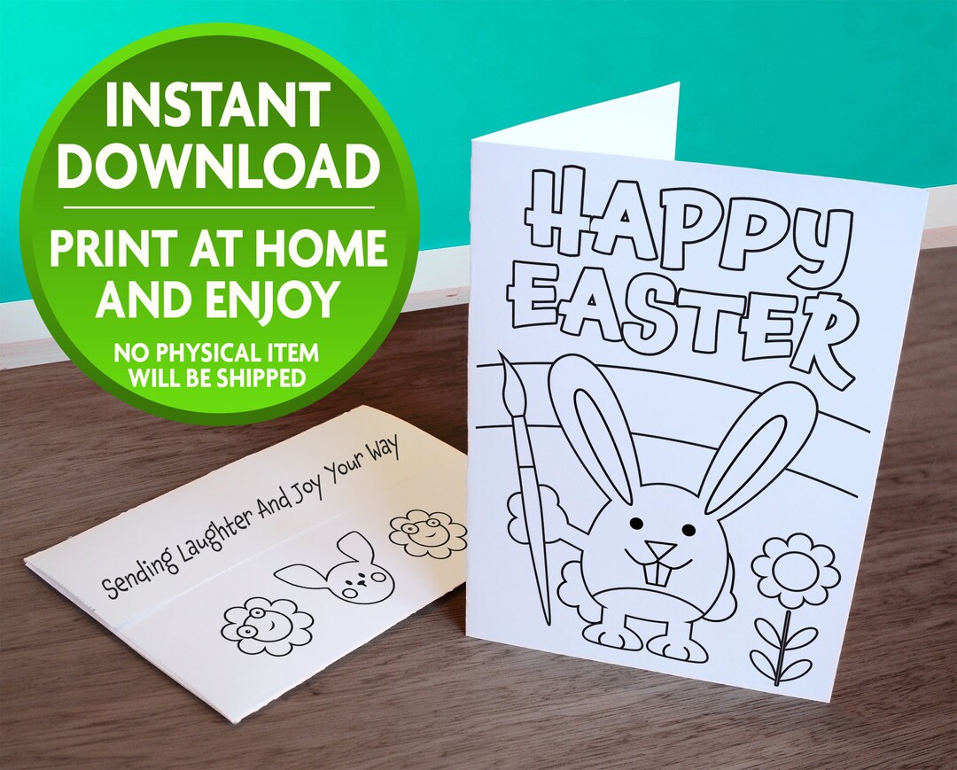 Easter Coloring Card Printable Card for Child Coloring Card With ...
