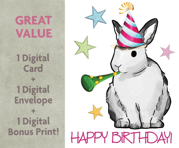 Printable Funny Birthday Card Bunny Birthday Card - Etsy