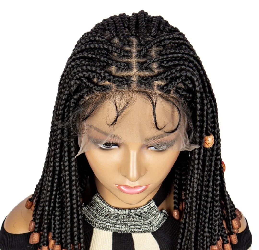 Lace Front Box Braids With Beads and Baby Hair for Black Women. - Etsy