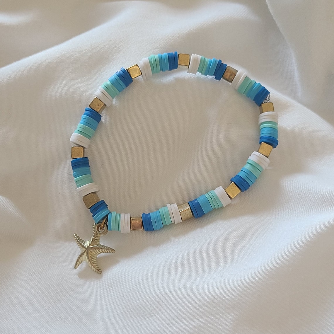 Blue Ocean Theme Clay Beaded Bracelet - Etsy