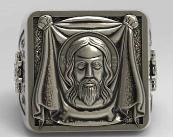 Sterling Silver Face of Jesus Ring - Etsy