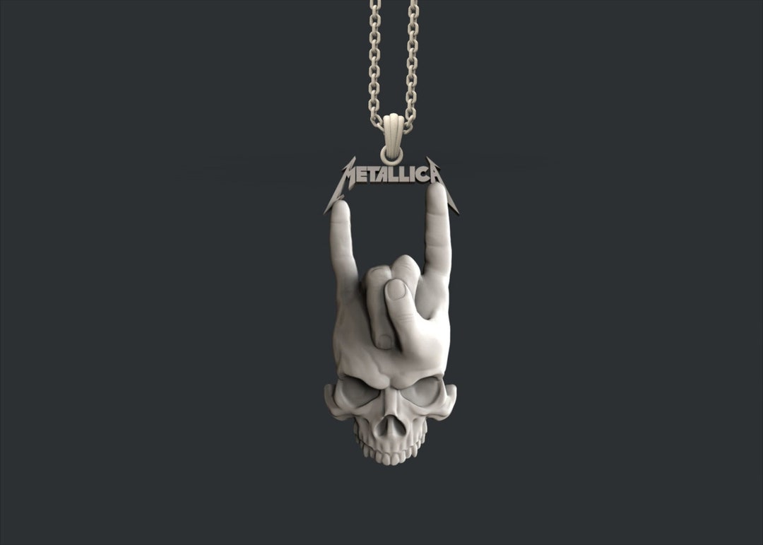 Metallica Skull Hand Sign Sterling Silver 925 Pendant - Etsy