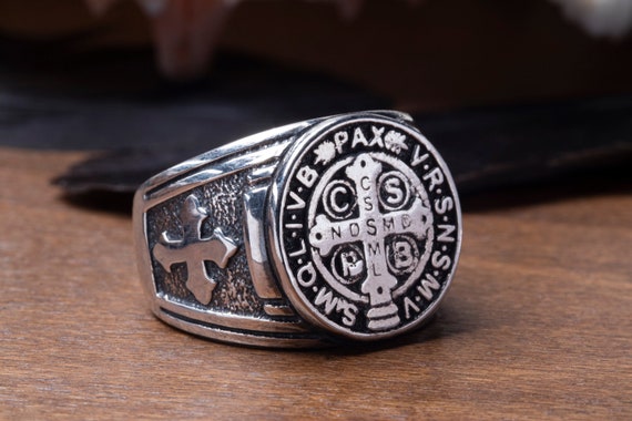 Saint Benedict Symbol Ring 925 Sterling Silver BOBIJOO Biker - Etsy