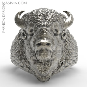 American Bison Buffalo Sterling Silver 925 Ring Bull - Etsy