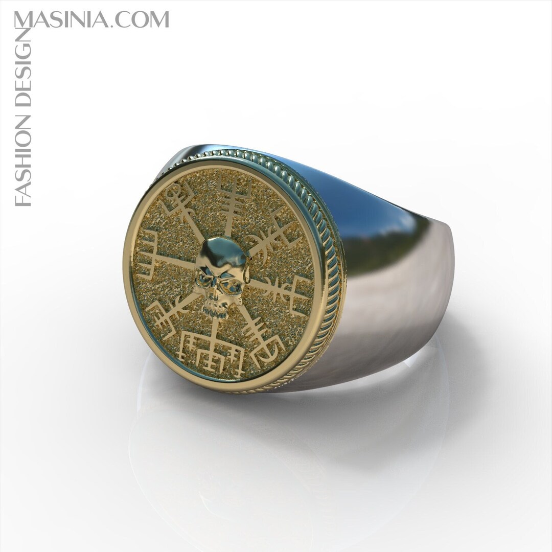 10K Gold and Sterling Silver Mixed Metal Ring Norse Heathen Asatru ...