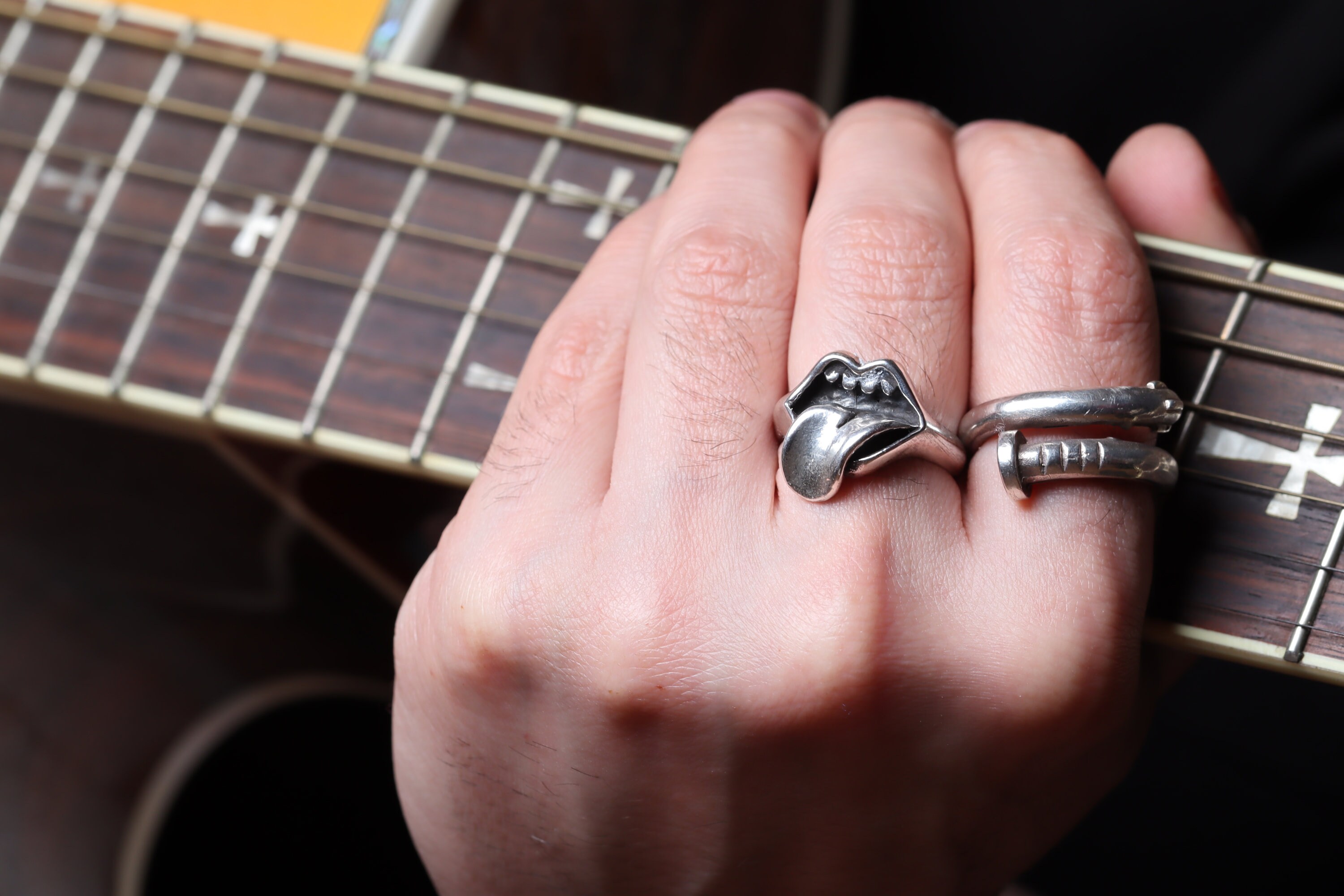 Silver Handcrafted Rolling Stones Ring Mouth With Tongue 925 | Etsy