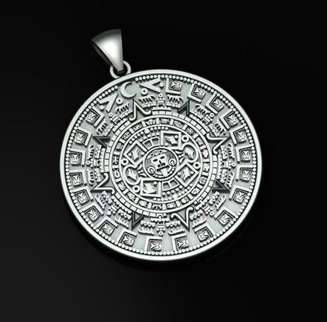 Maya Aztec Calendar Necklaces Pendant in Sterling Silver 925 Mayan - Etsy