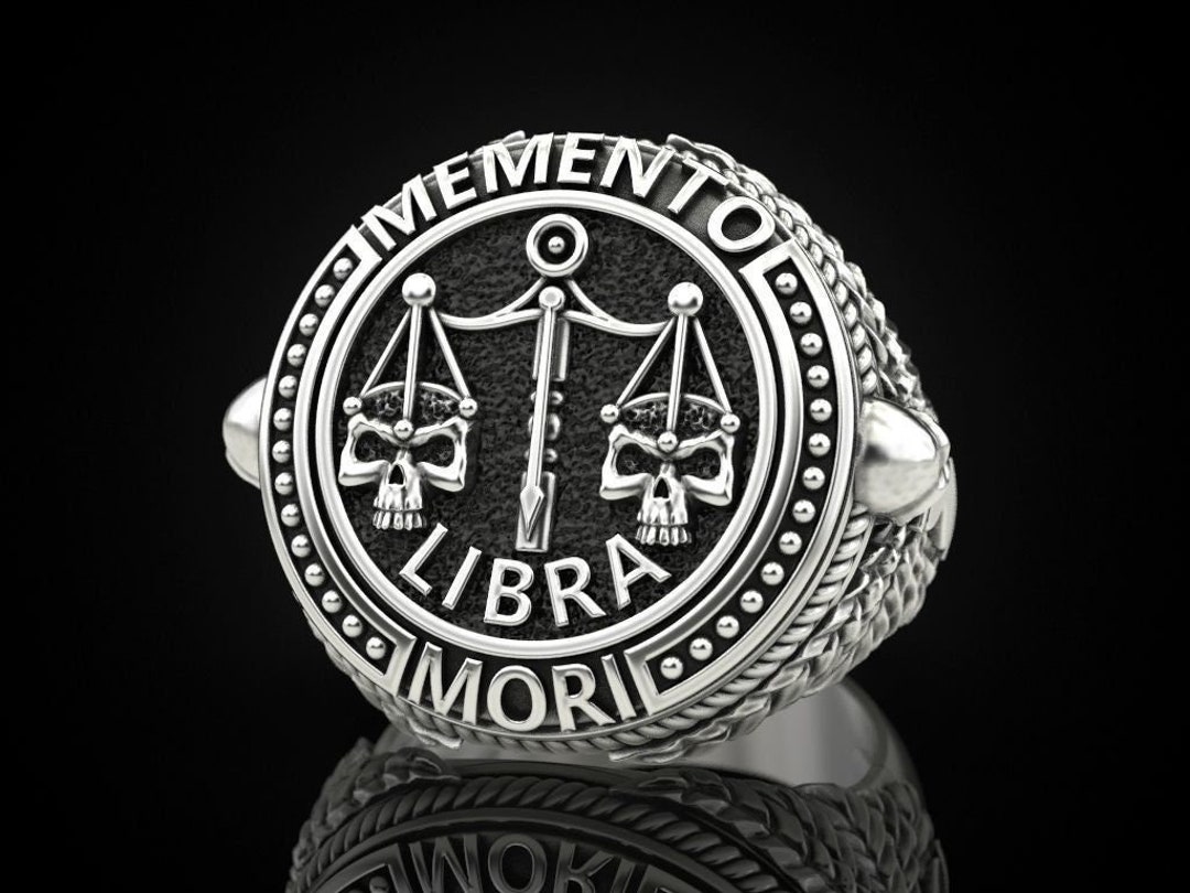 Memento Mori Libra Zodiac Signet Ring Sterling Silver 925 - Etsy