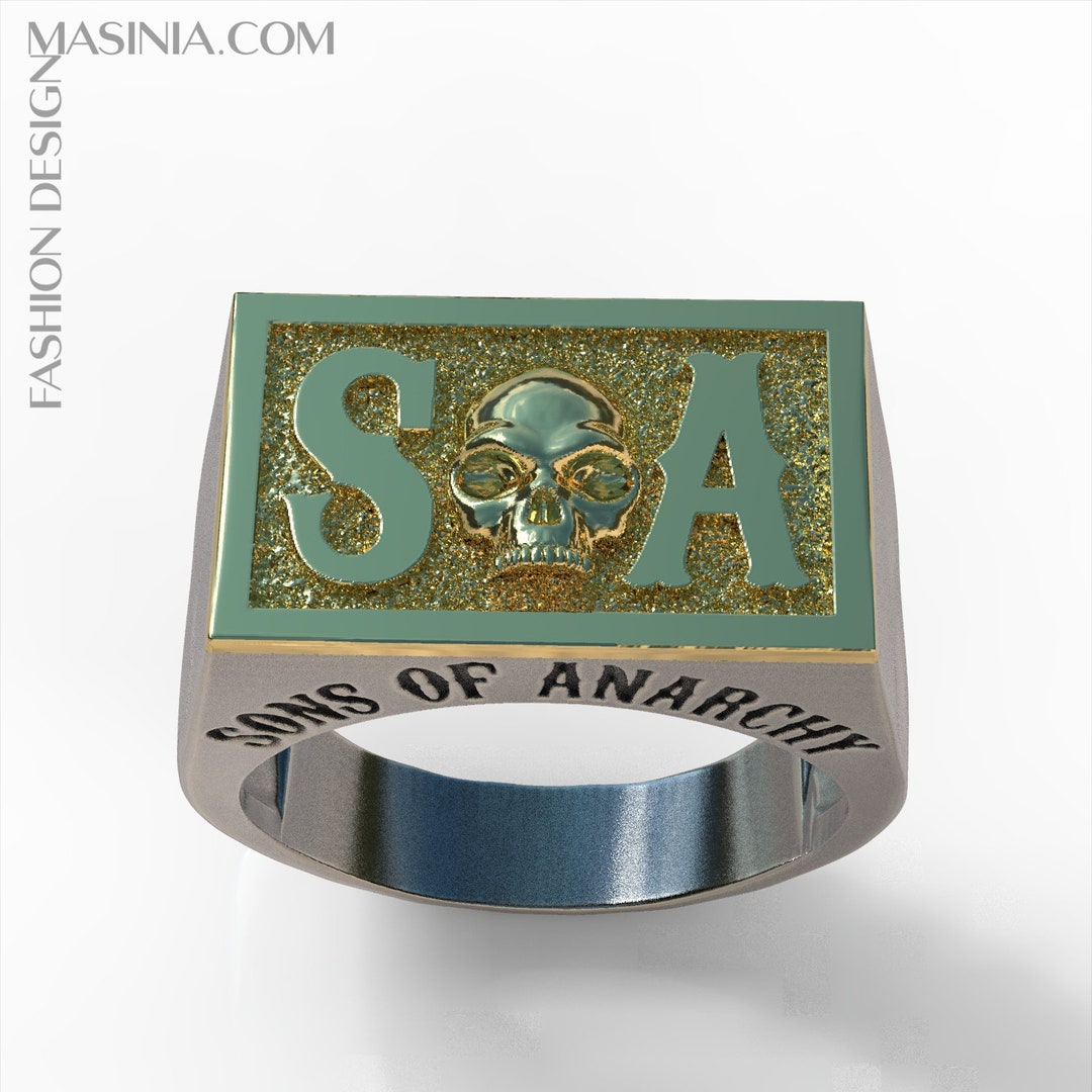 Sons of Anarchy Skull Mixed Metal Ring 10K Gold and Sterling Silver - Etsy
