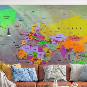 Customized Large World Map Wallpaper World Map World Map - Etsy