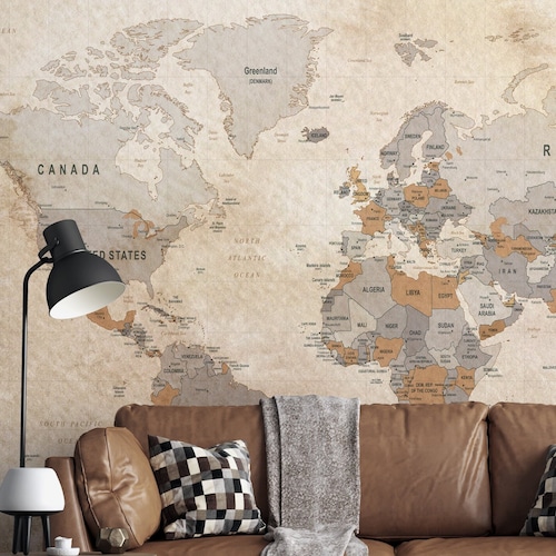 Customized Large World Map Wall Decal World Map Wallpaper - Etsy