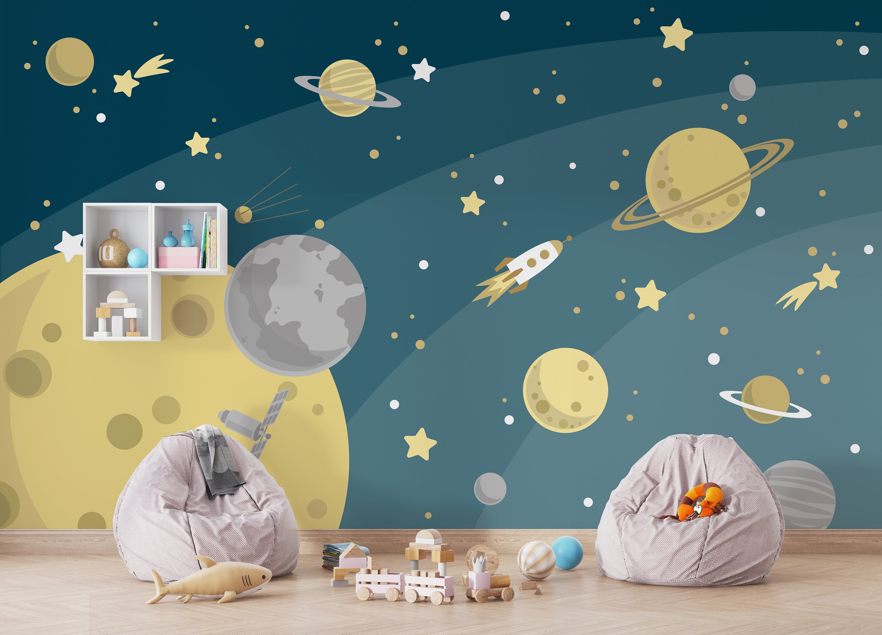 Kids Wallpaper Space Wallpaper Planets and Stars Wallpaper - Etsy Canada
