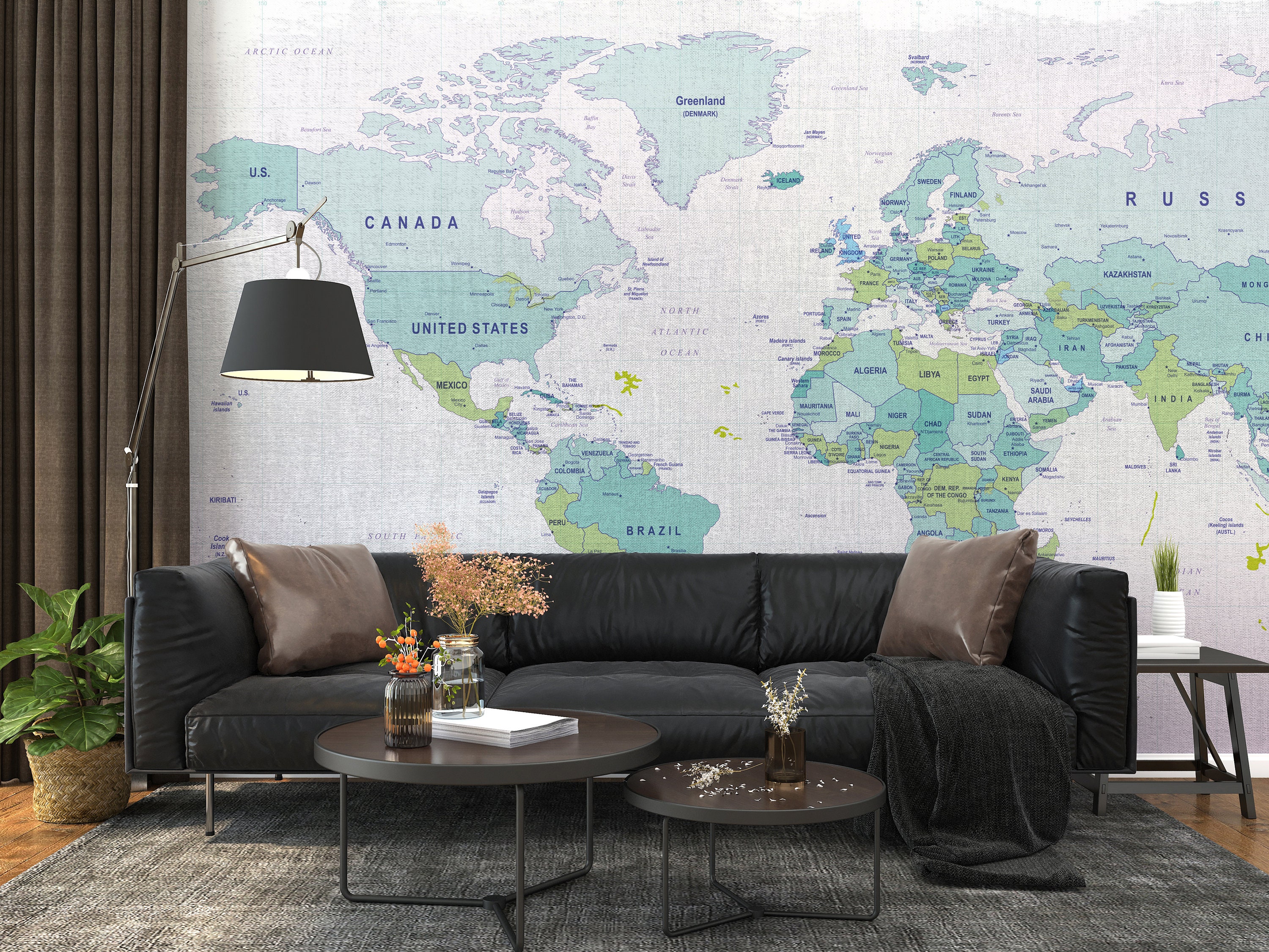 Customized Large World Map Wallpaperworld Map Wallpaper World - Etsy