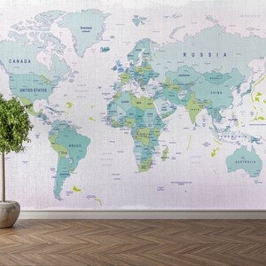 Customized Large World Map Wallpaperworld Map Wallpaper World - Etsy