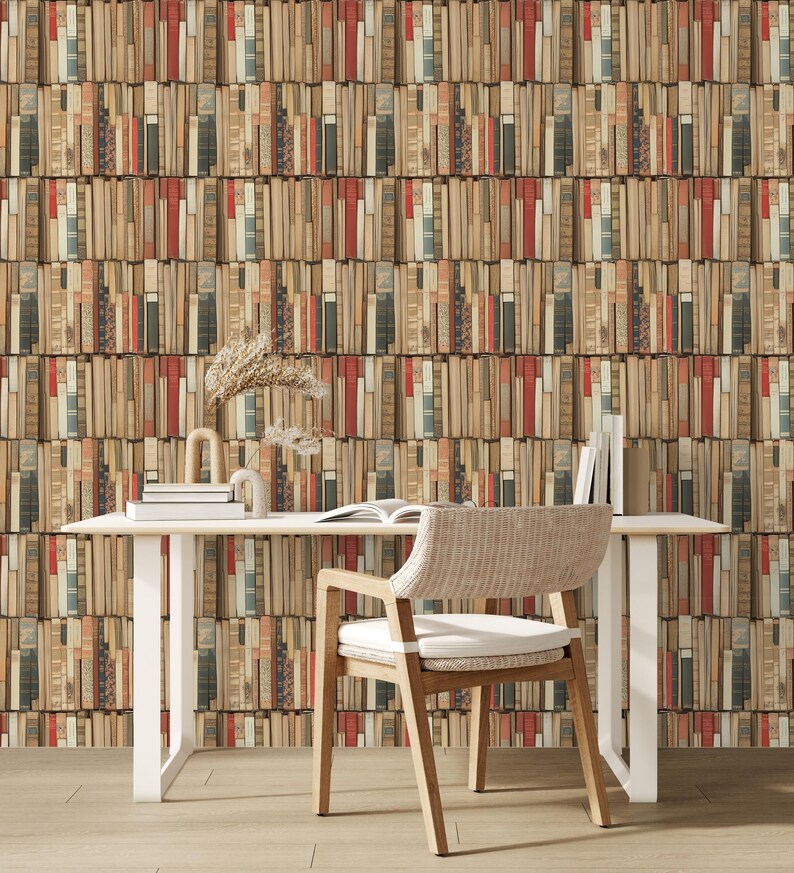 Library Wallpaper: Bookshelf Book Lover Wall Mural - Etsy