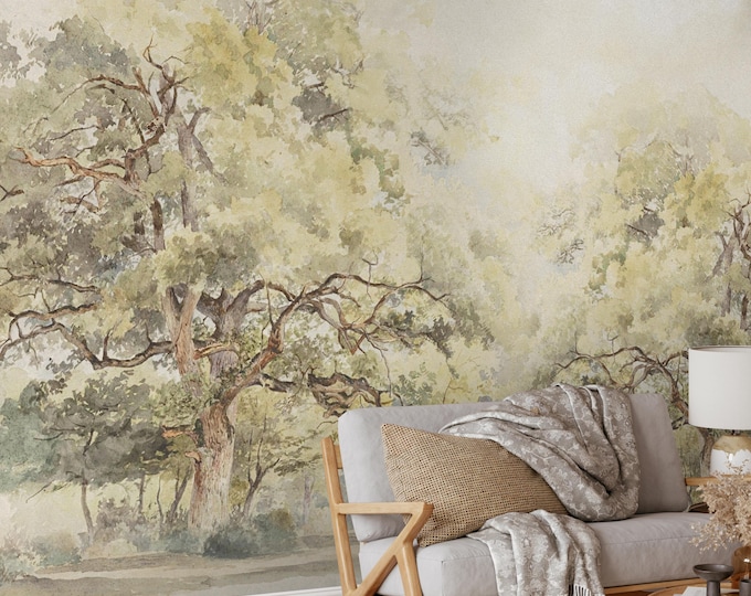 Tree Wall Mural, Peel and Stick, Forest, Removable Wallpaper, Renter ...
