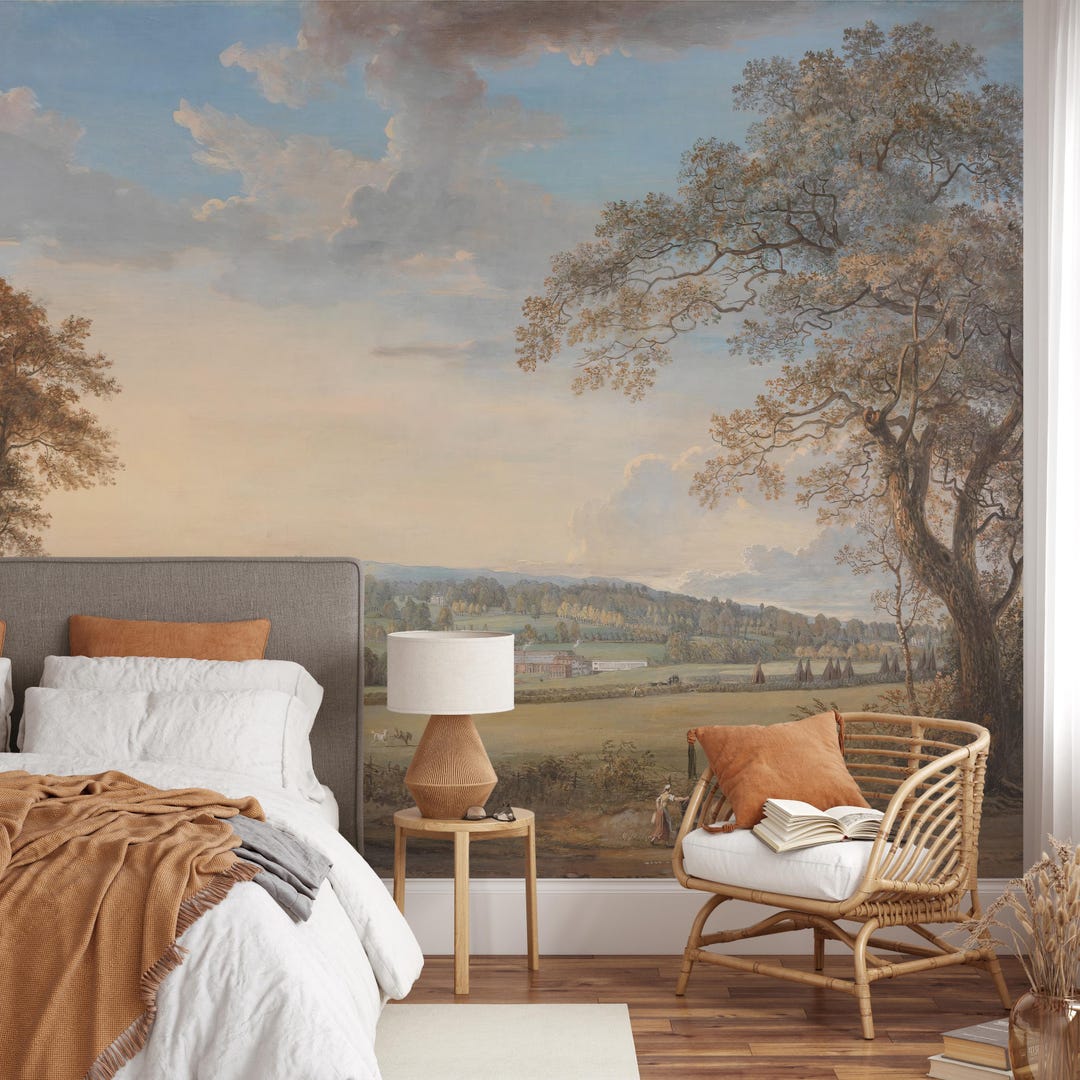 Rustic Forest Wallpaper, Peel and Stick Vintage Tree Wall Mural ...