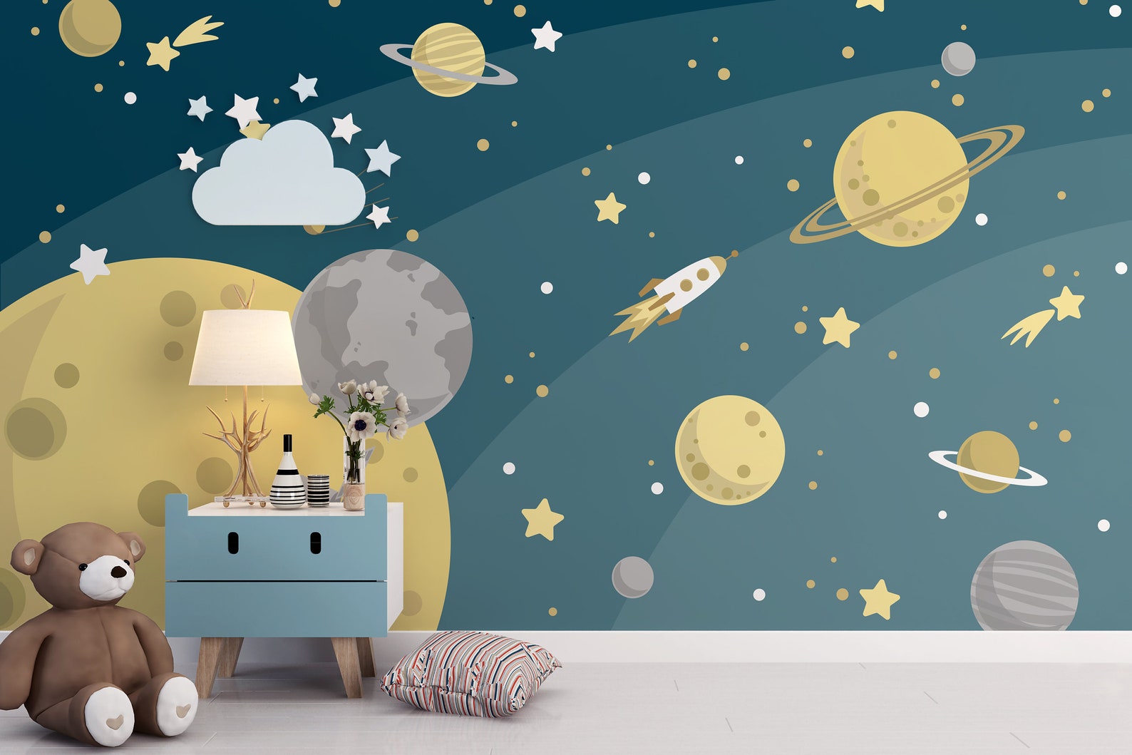 Kids Wallpaper Space Wallpaper Planets and Stars Wallpaper - Etsy Canada