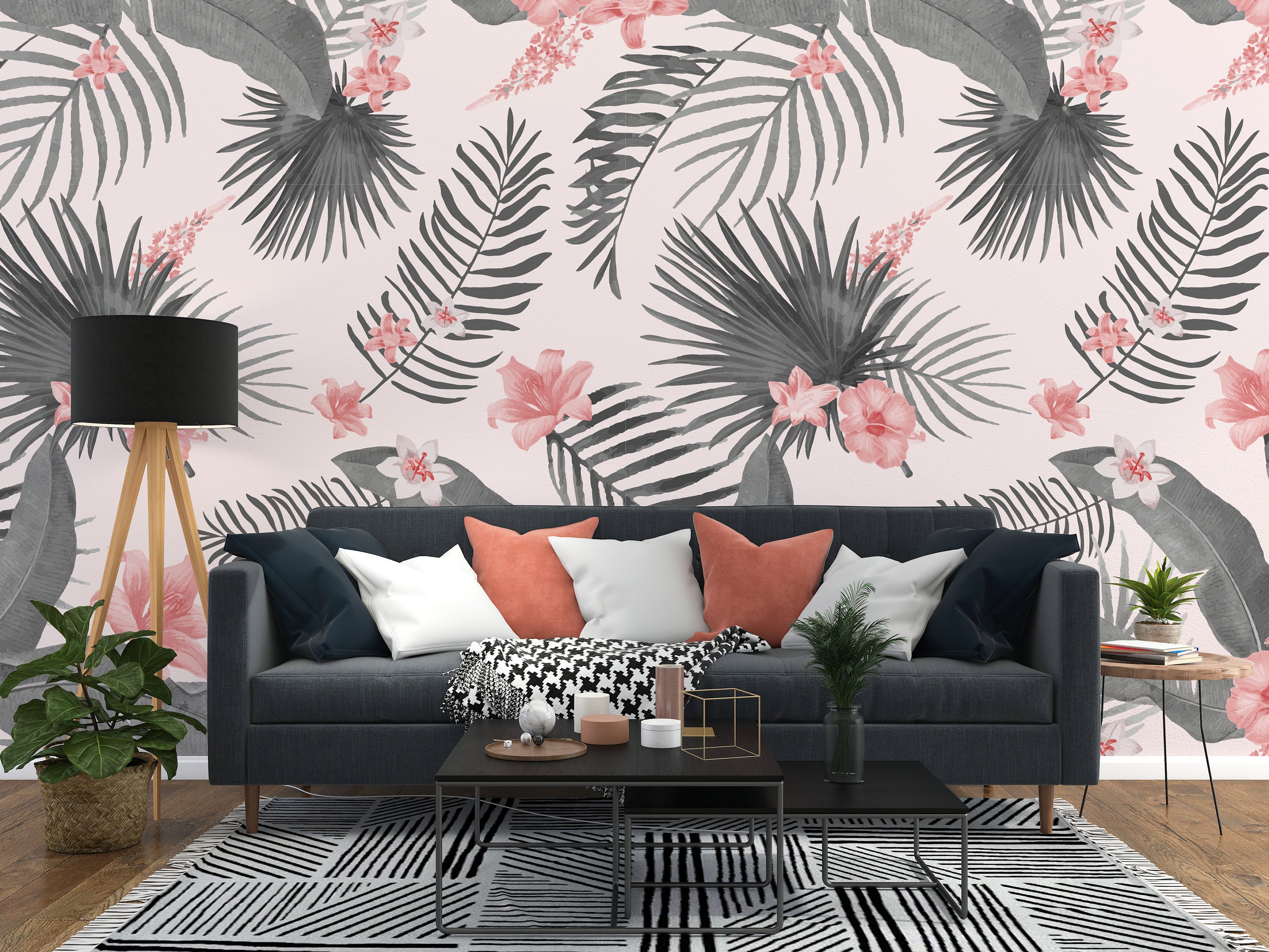 Floral Wallpaper Watercolor Floral Removable Wallpaper Etsy