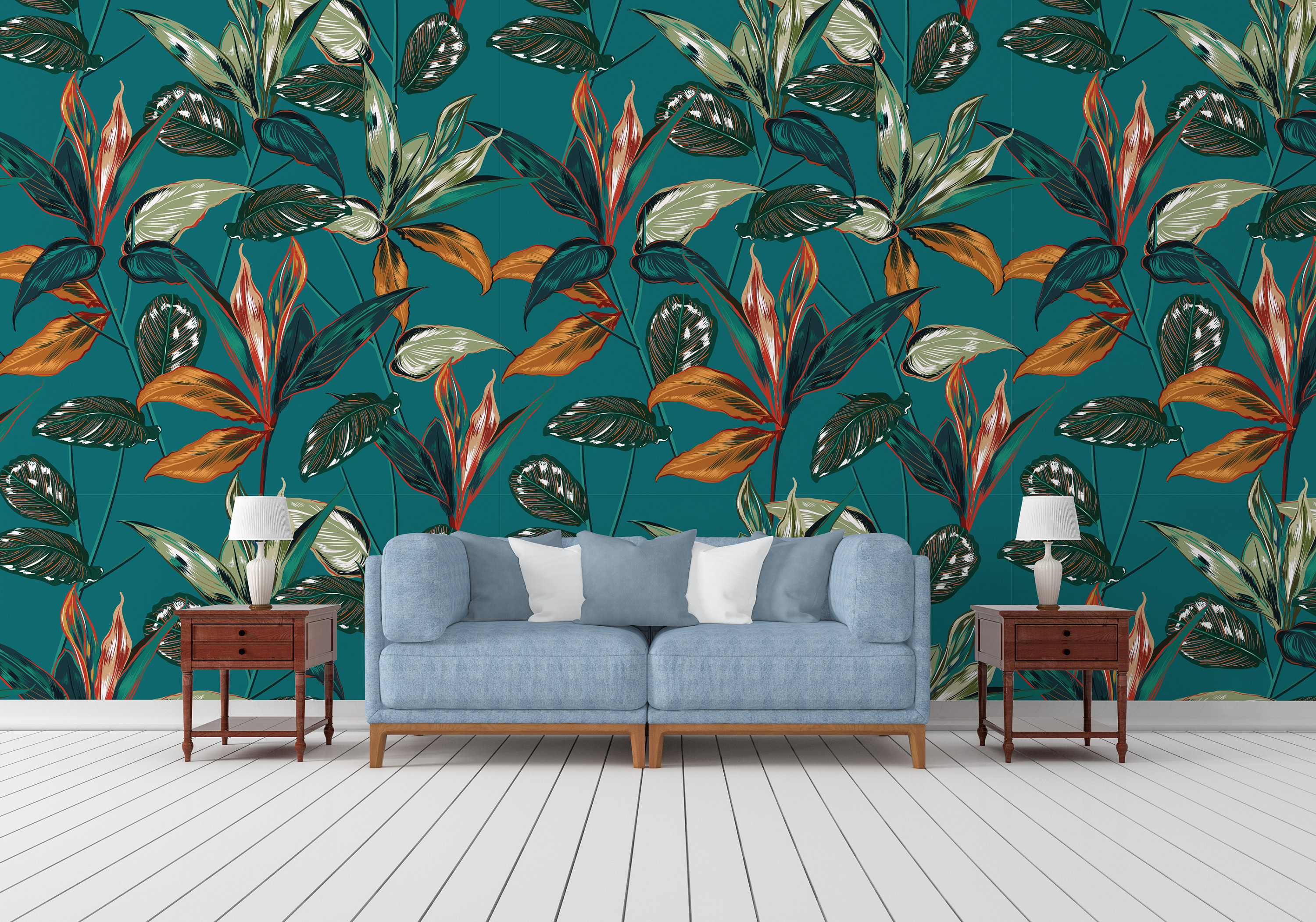 Green Wallpaper / Leaves Wallpaper / Home Decal / Peel and | Etsy