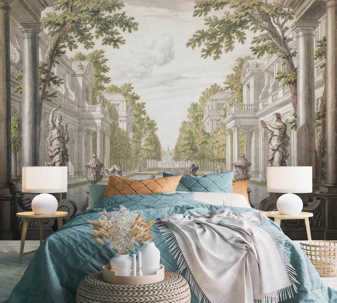 Landscape Peel and Stick Wallpaper, Palace and Forest Wall Mural - Etsy