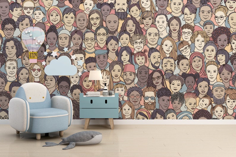 Human Face Abstract Wallpaper Art Wallpaper People Faces - Etsy