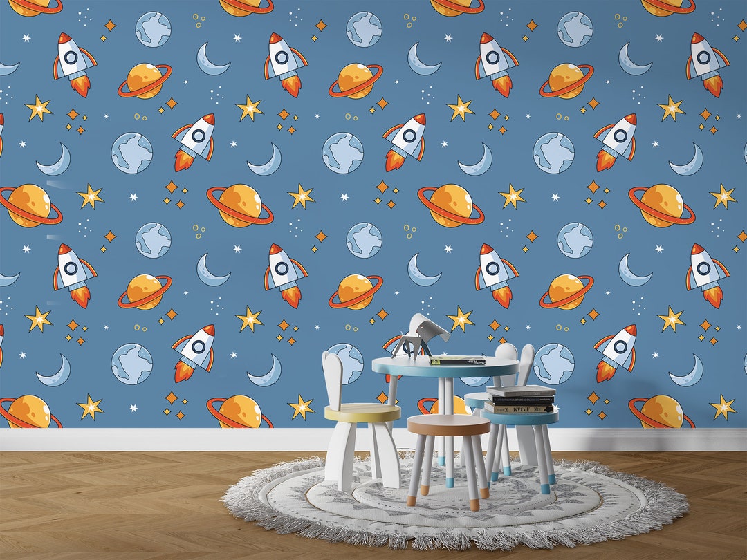 Kids Planets Wallpaper Space Wallpaper Kids Wallpaper - Etsy