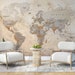 Beige World Map Wallpaper World Map Wallpaper Office Wallpaper Self ...