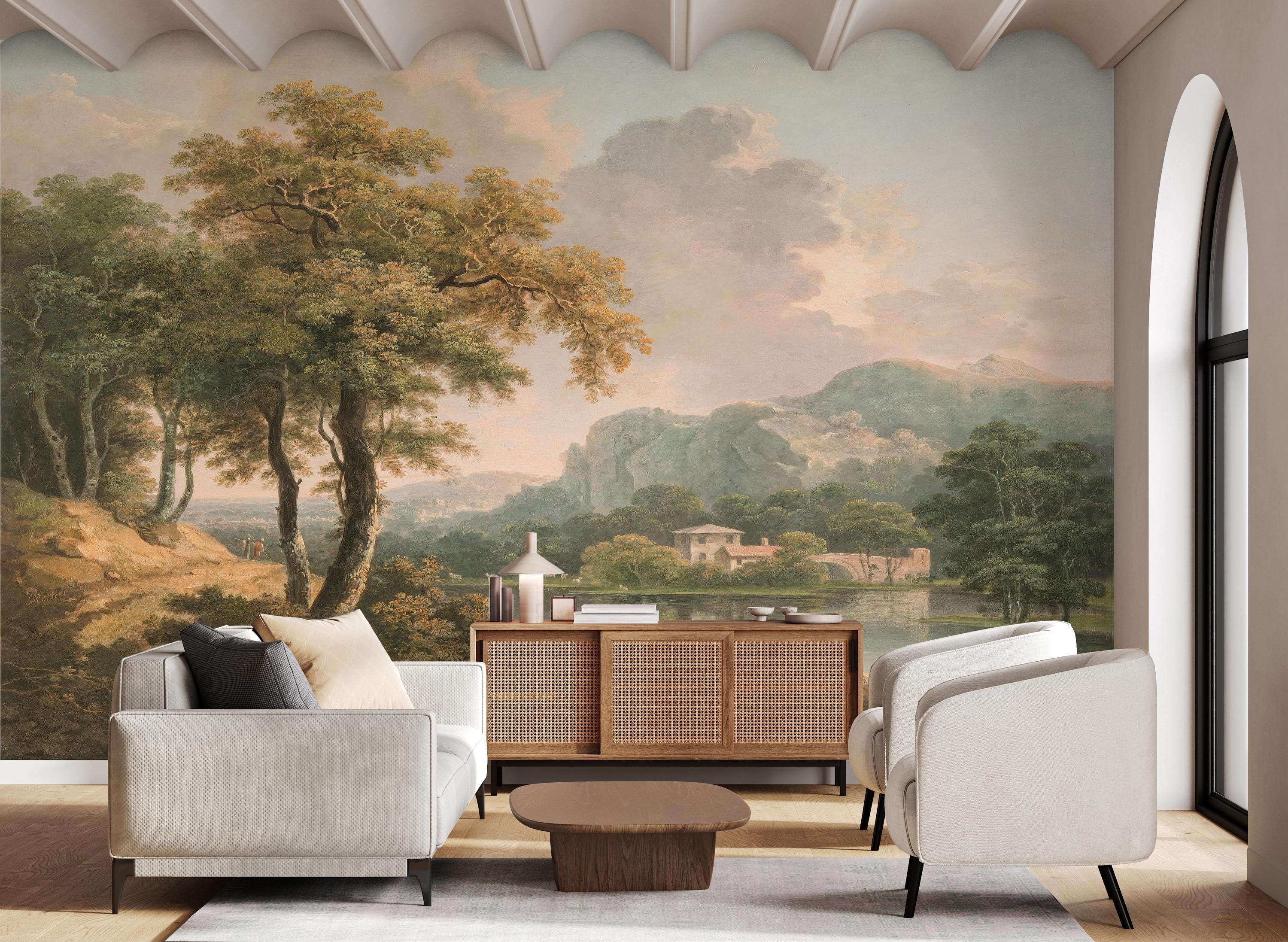 Rustic Forest Wall Mural: Panoramic Vintage Peel and Stick Wallpaper - Etsy