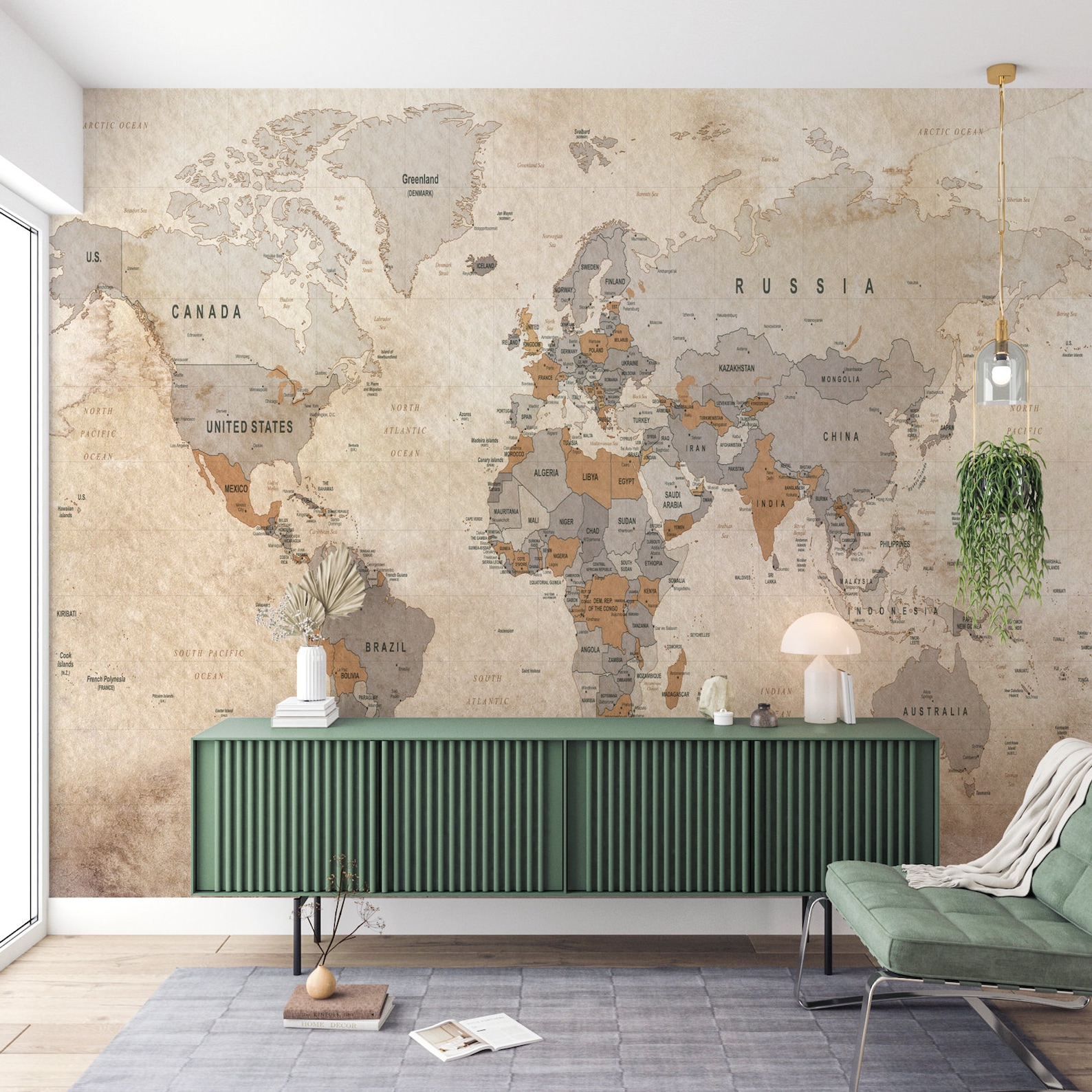 Beige World Map Wallpaper World Map Wallpaper Office Wallpaper Self ...