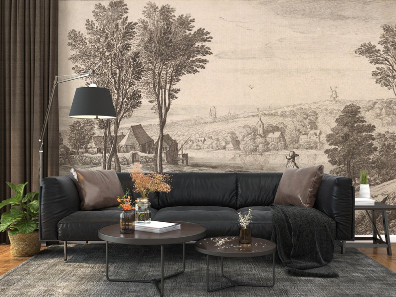 Vintage Scenic Wallpaper / Vintage Wallpaper / Landscape - Etsy