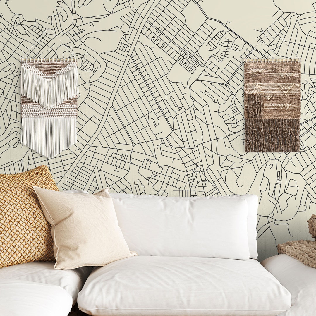 Map Line Wallpaper Customized Color Wallpaper Kids Wallpaper Self ...