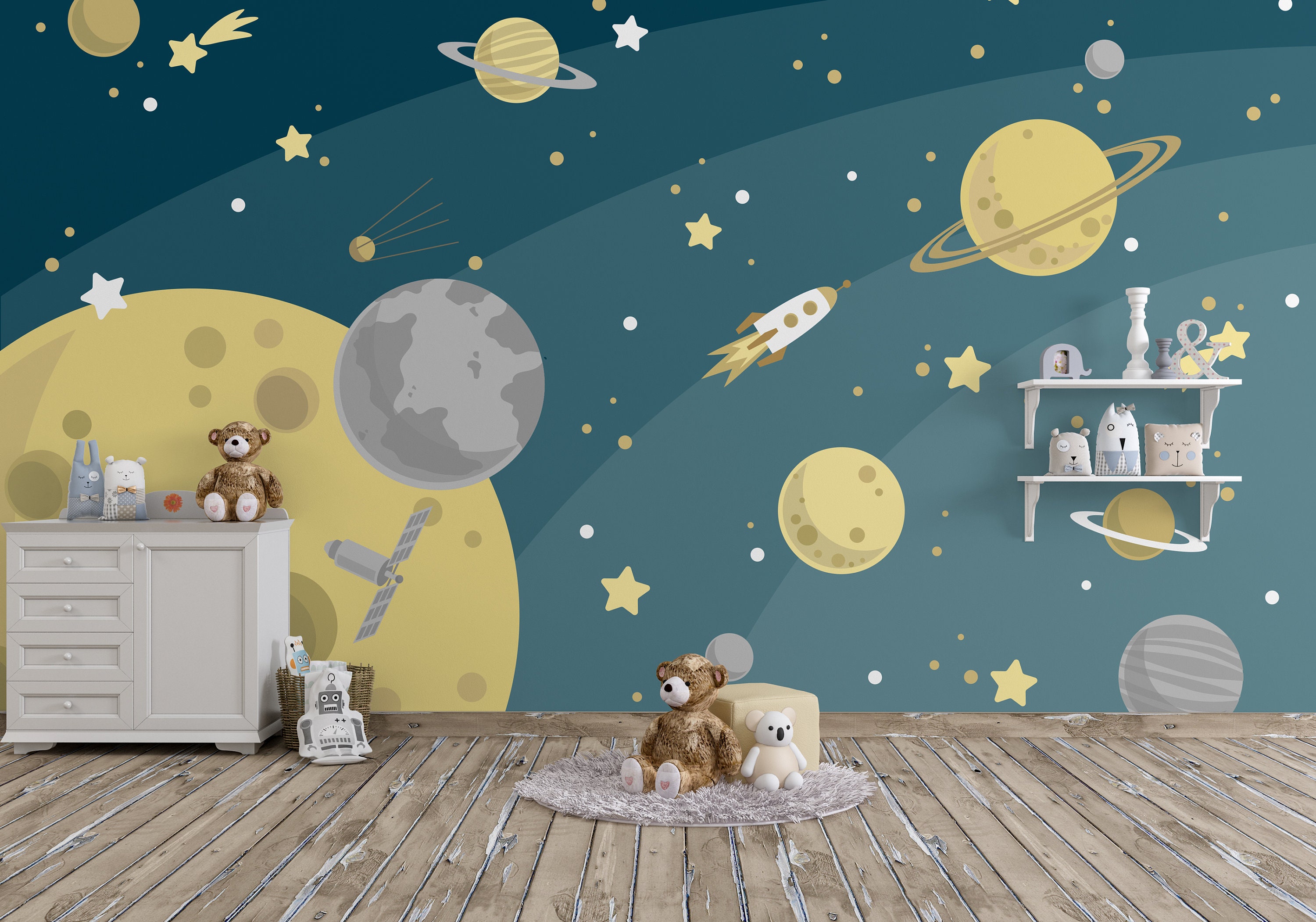 Kids Wallpaper Space Wallpaper Planets and Stars Wallpaper - Etsy Canada