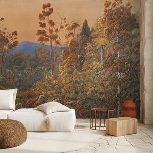 Rustic Forest Peel and Stick Wall Mural, Majestic Trees and Scenic ...