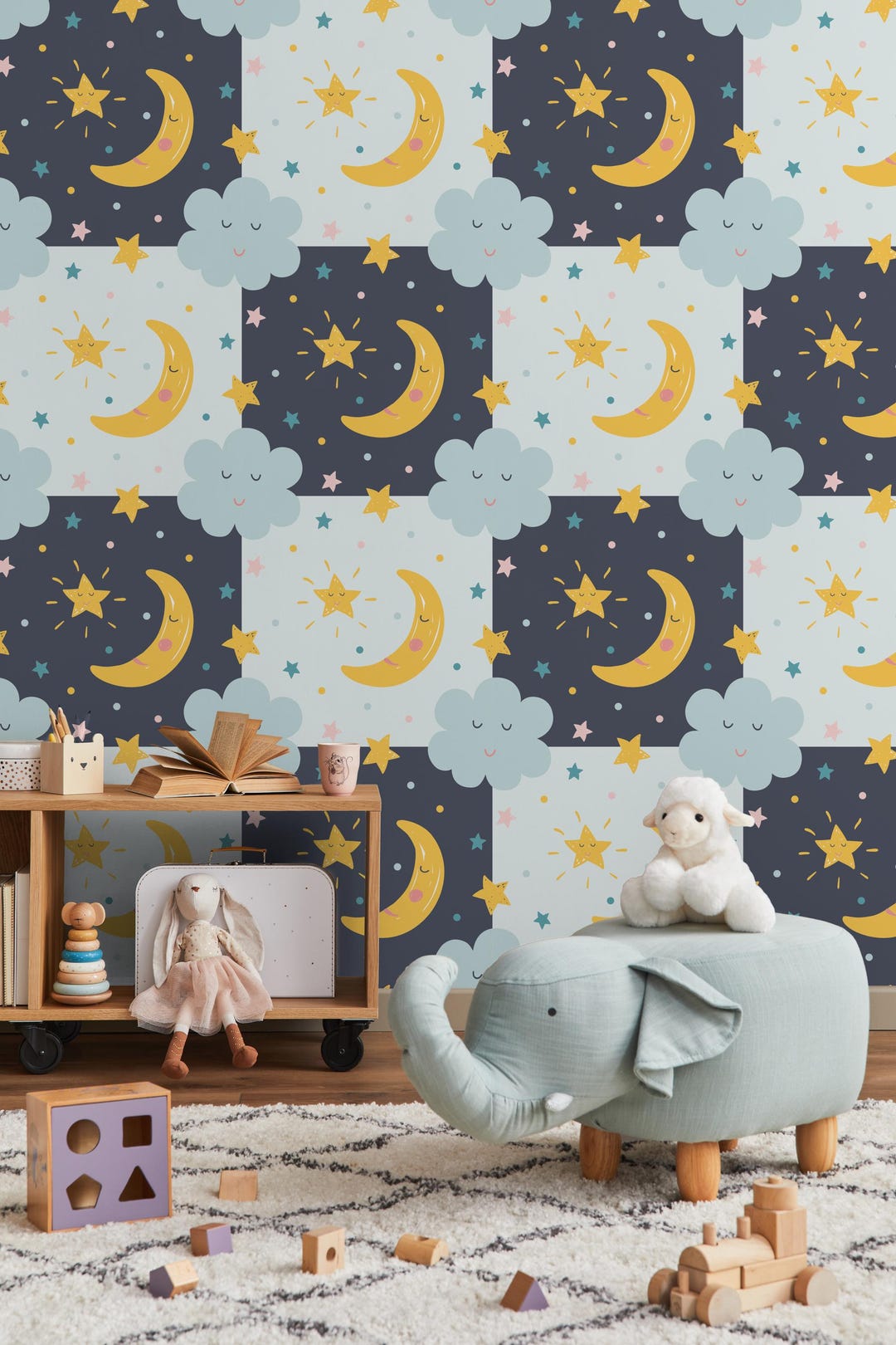 Kids Nursery Celestial Wall Mural, Self-adhesive Peel & Stick ...