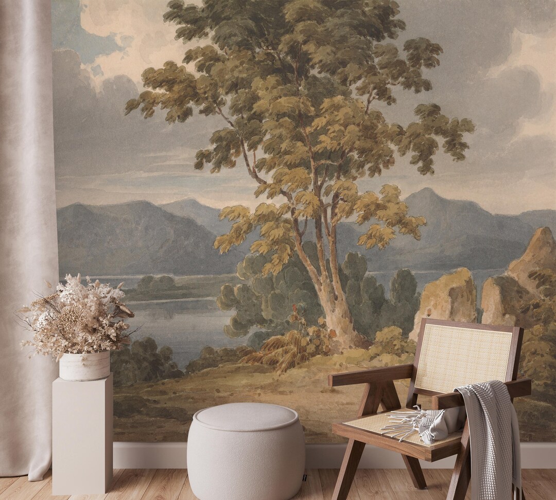 Rustic Vintage Wallpaper, Forest Panoramic Peel and Stick Landscape ...
