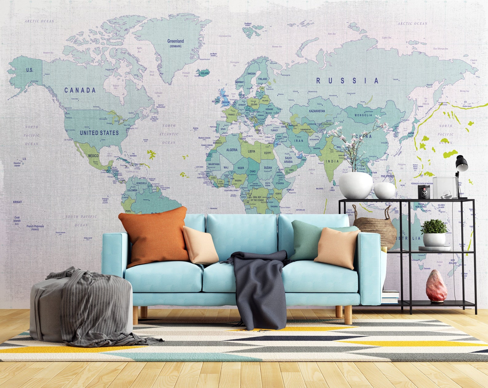 Customized Large World Map Wallpaperworld Map Wallpaper World - Etsy