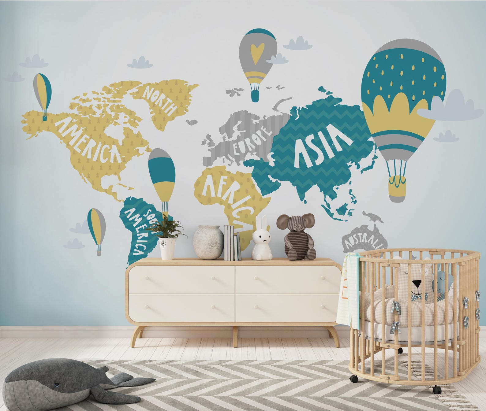 World Map Wallpaper, Geography Peel and Stick Wall Mural - Etsy