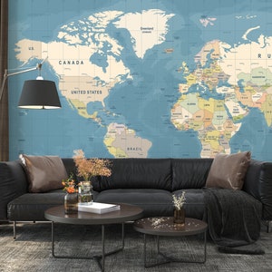Customized Large World Map Wallpaper World Map World Map - Etsy
