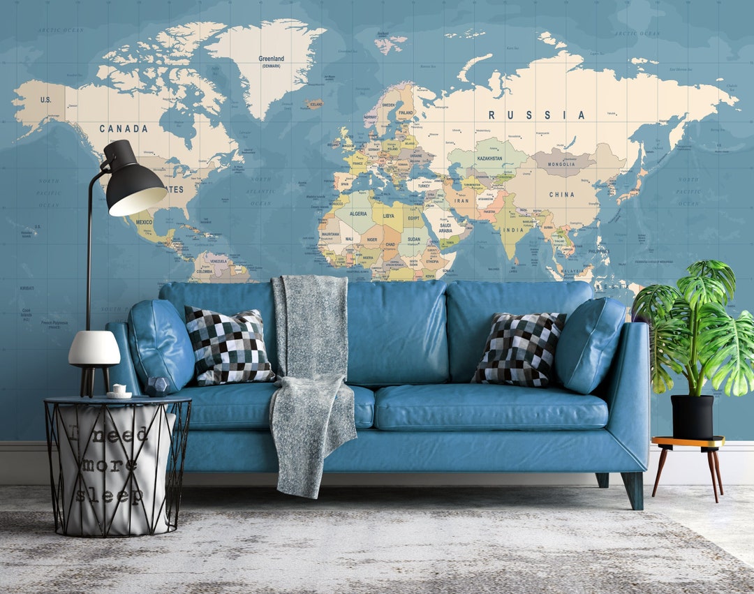 Customized Large World Map Wallpaper World Map World Map - Etsy