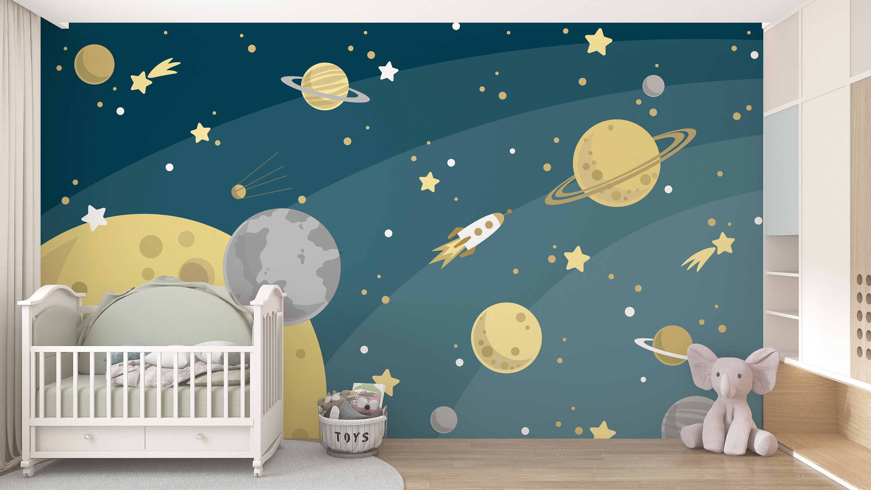 Kids Wallpaper Space Wallpaper Planets and Stars Wallpaper - Etsy Canada
