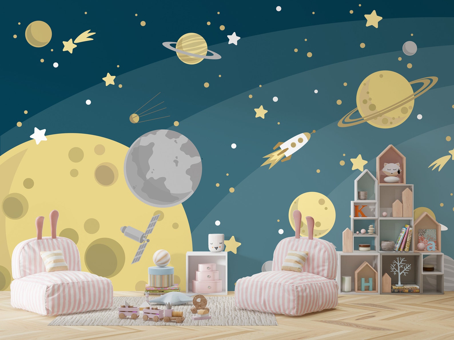 Kids Wallpaper Space Wallpaper Planets and Stars Wallpaper - Etsy Canada