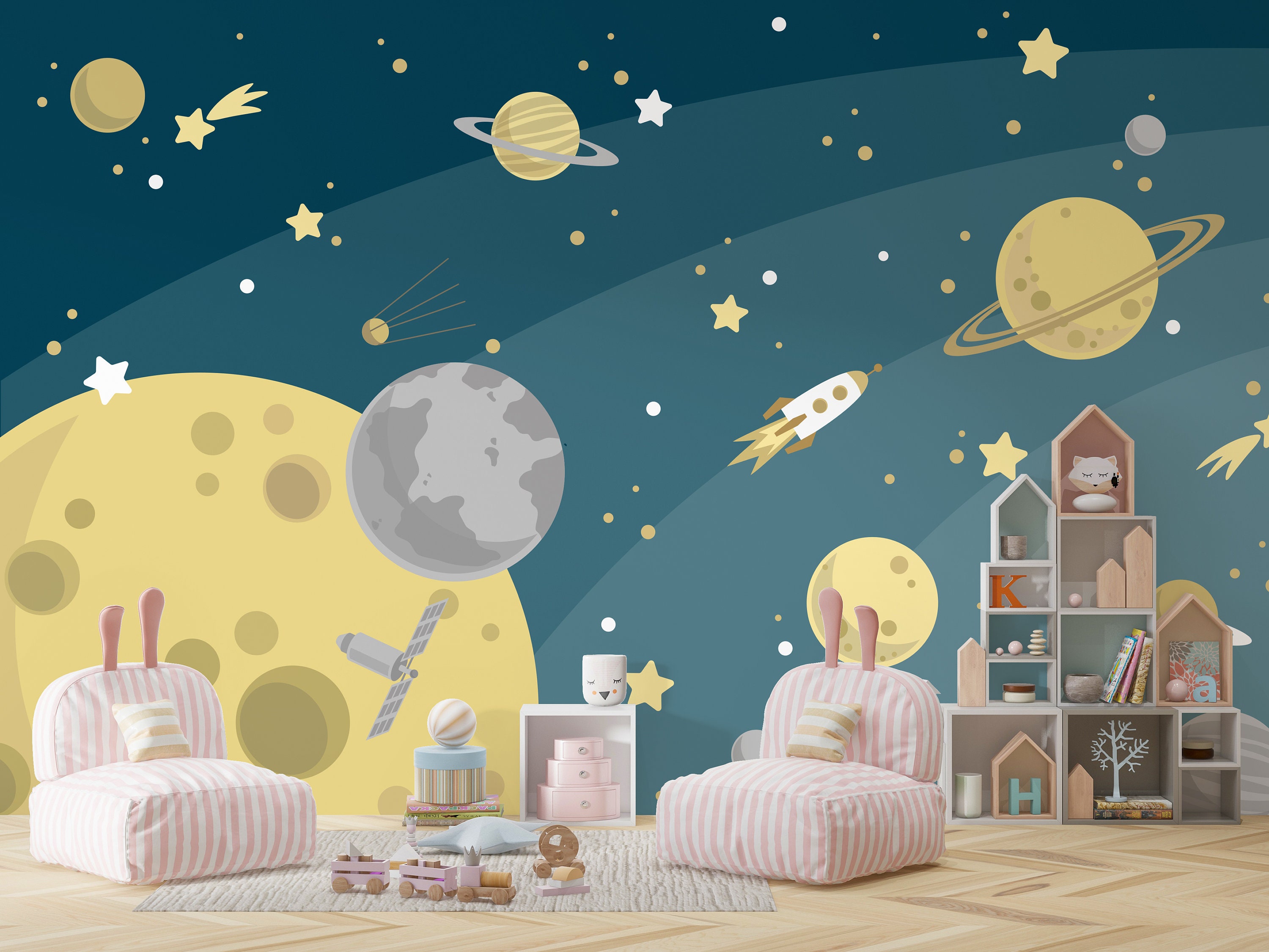 Kids Wallpaper Space Wallpaper Planets and Stars Wallpaper - Etsy Canada