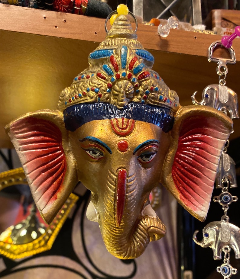Handmade Brass Ganesh and Demon Wall Masks, Nepalese Decor - Etsy