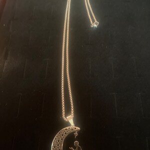 Islamic Muslim Devout Prayer Stainless Steel Necklace Moon Star ...