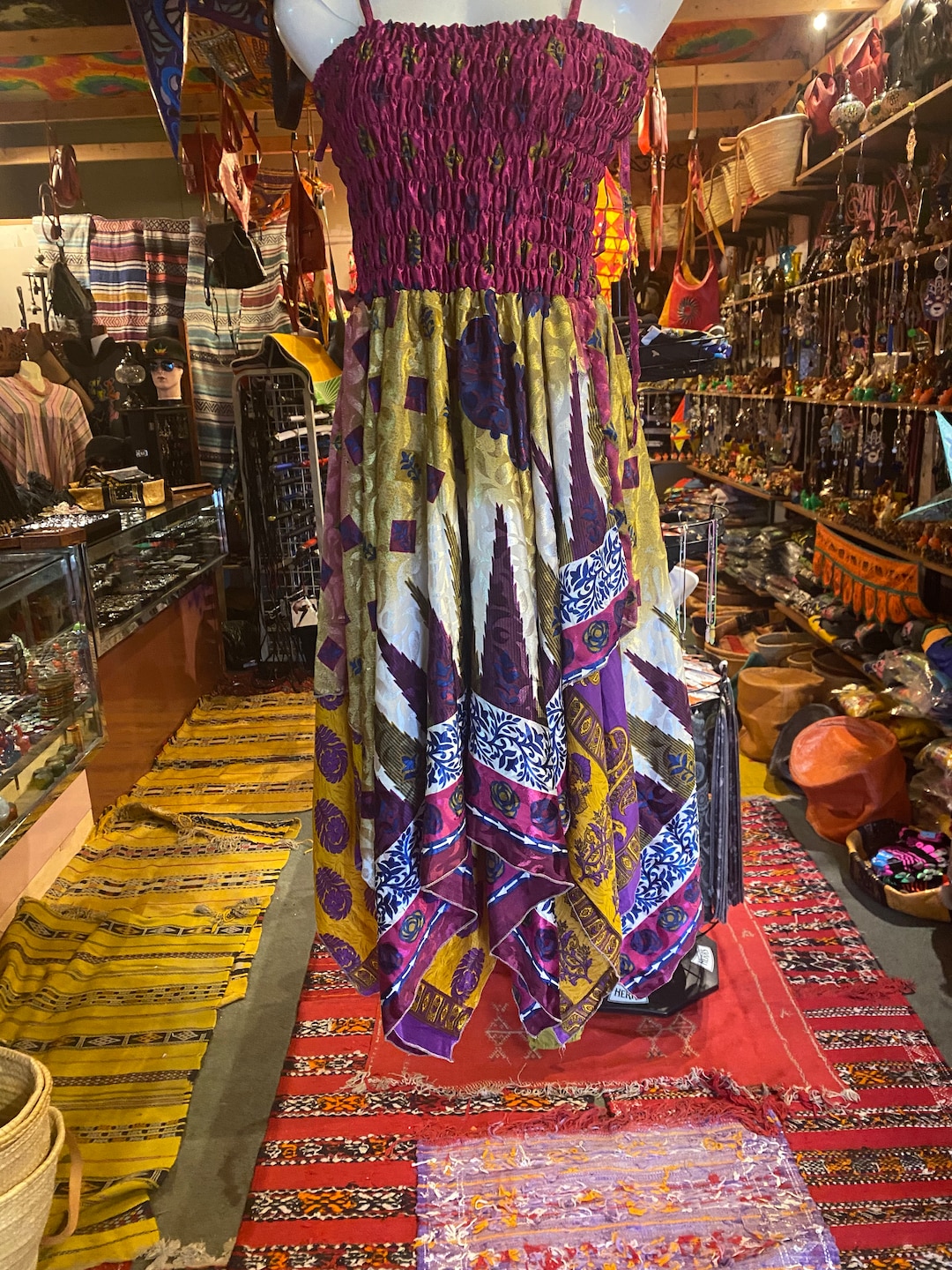 Patchwork Cotton Summer Dress, Boho Hippie Strapless Sundress, Festival ...