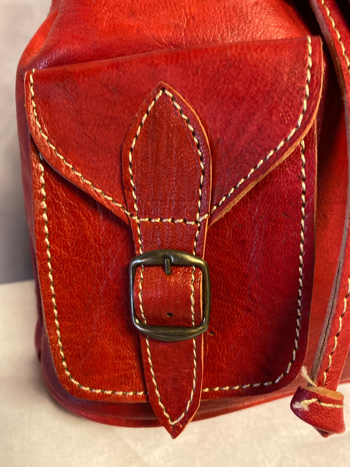 Moroccan Leather Backpack Small Red Genuine Leather Backpack - Etsy